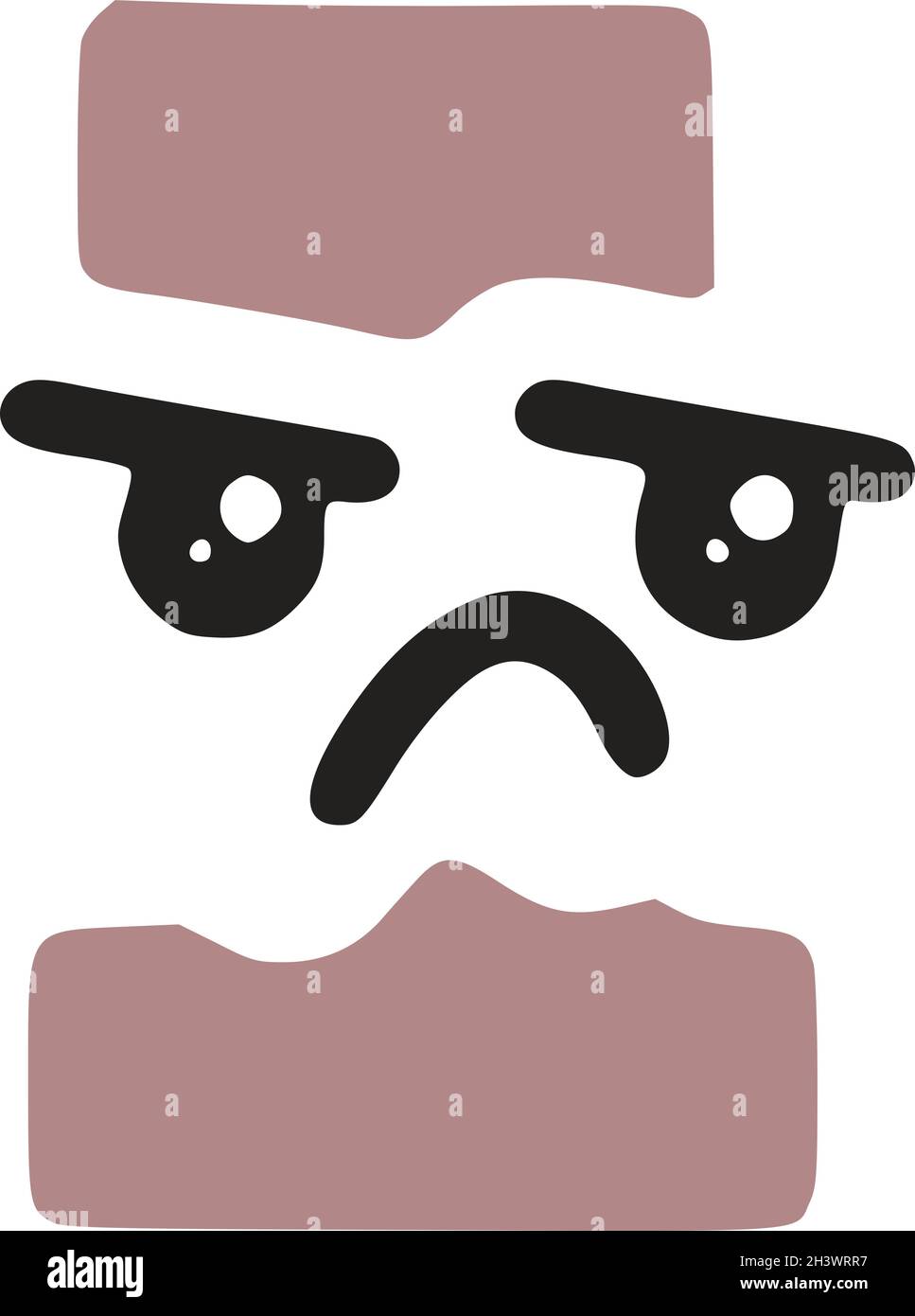 Number 1 kawaii character with sad face, vector clip art Stock Vector ...