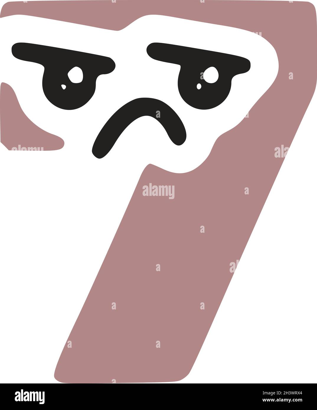 Number 7 kawaii character with sad face, vector clip art Stock Vector ...