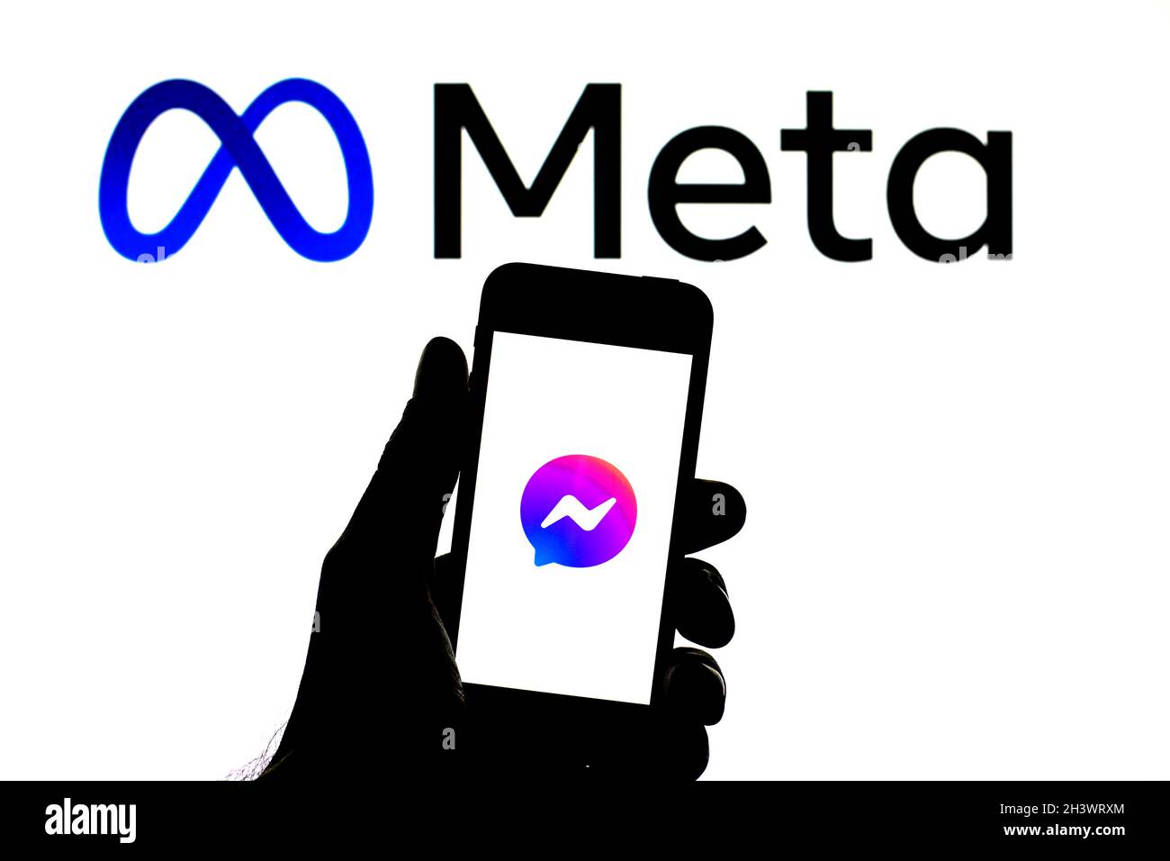 In this photo illustration a Facebook Messenger logo seen displayed on ...