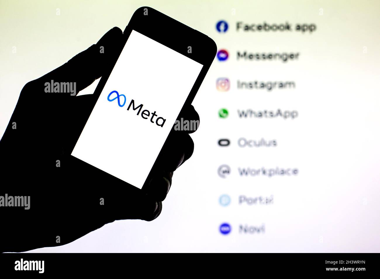 In this photo illustration a Meta logo seen displayed on a smartphone ...
