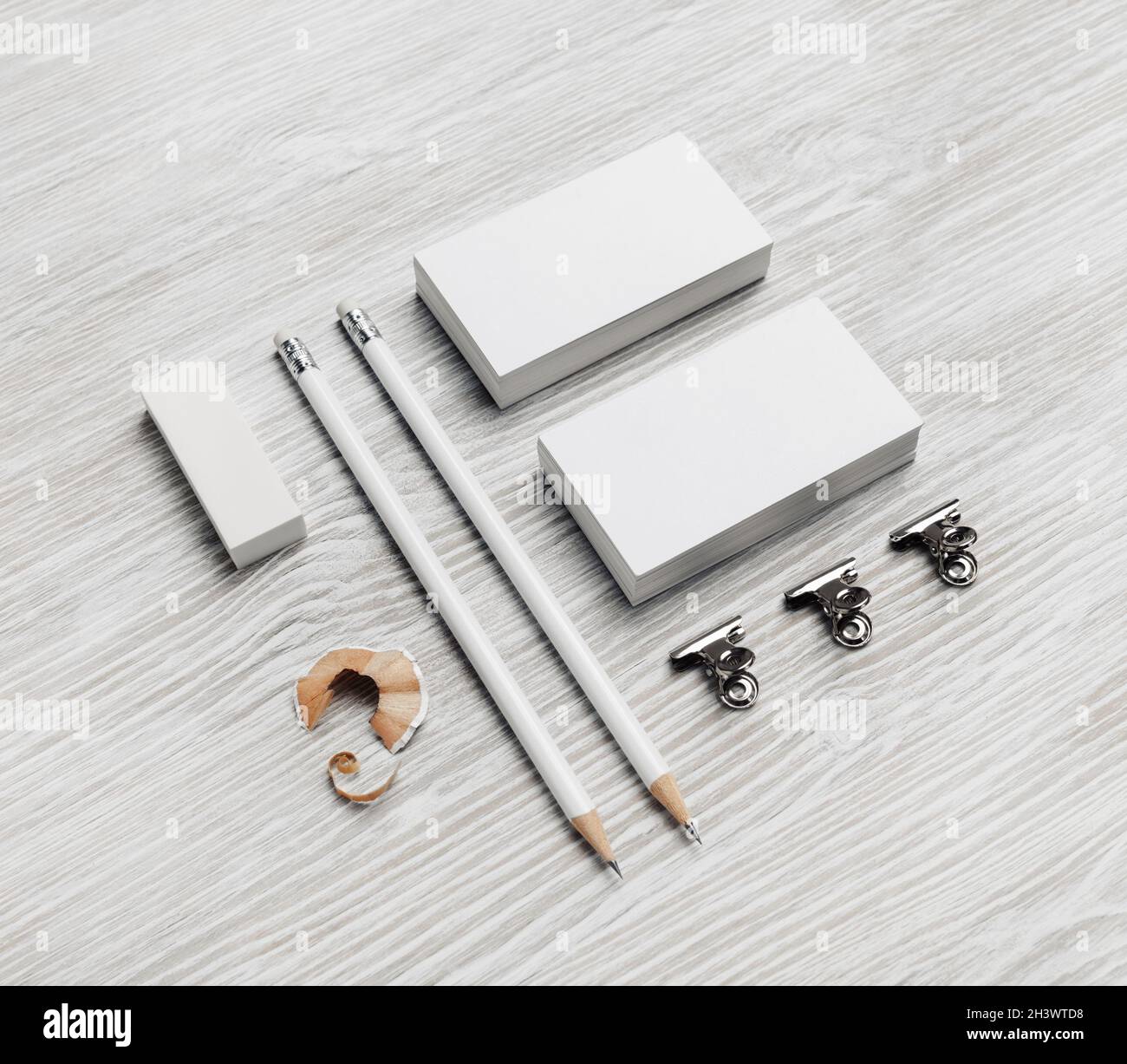 Business cards, pencil, eraser Stock Photo - Alamy