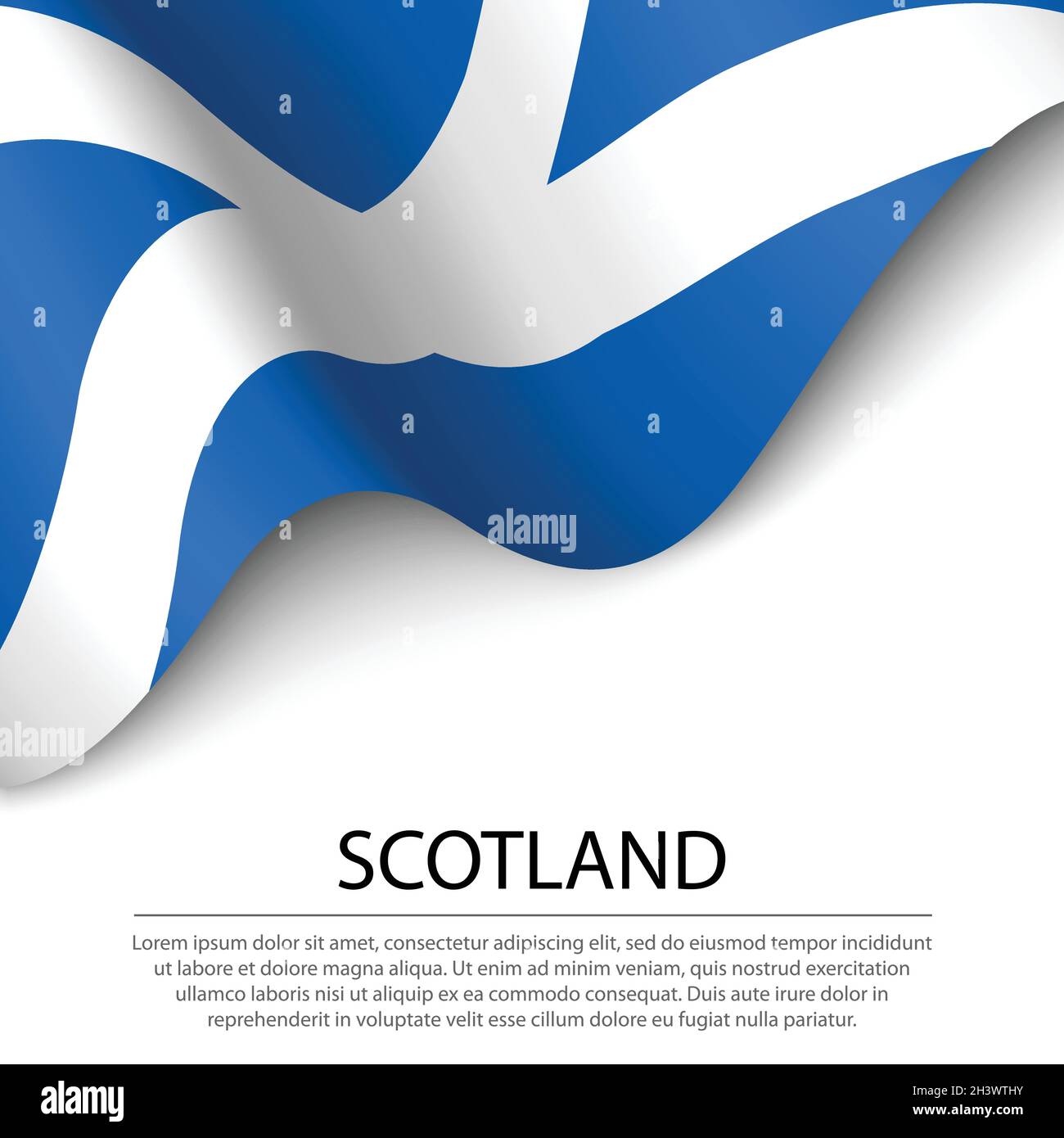 Waving flag of Scotland is a region of United Kingdom on white ...