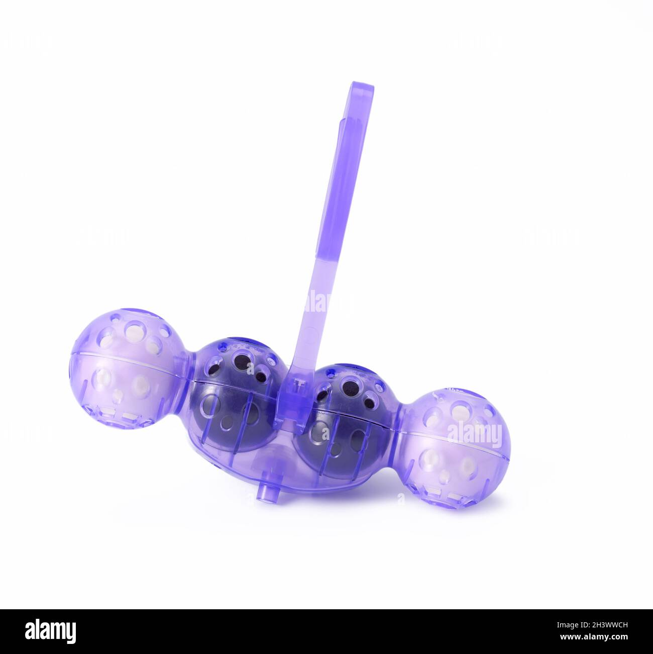 Blue refreshing antibacterial balls in plastic packaging for the toilet ...