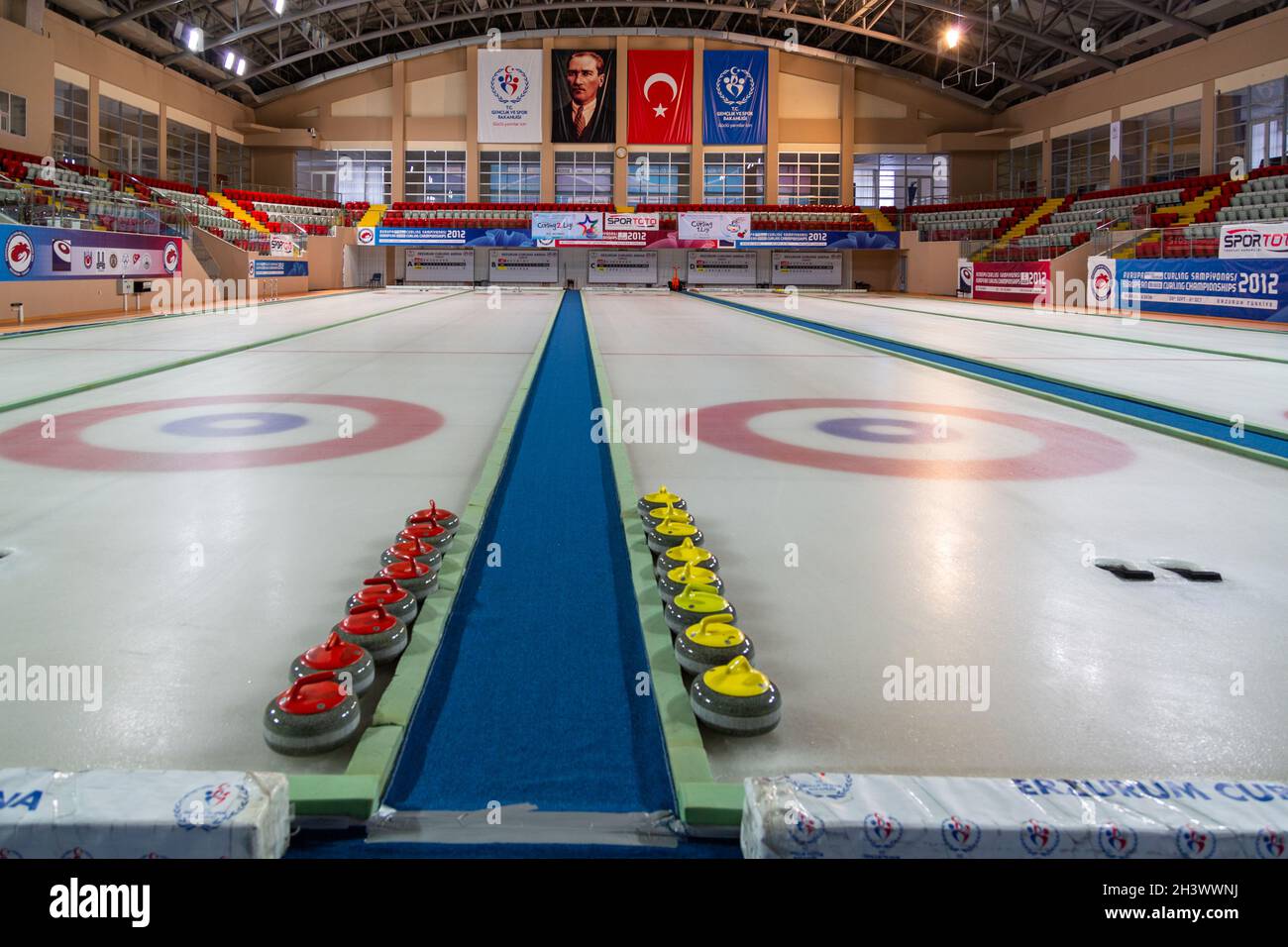 Curling Arena in Erzurum. Olympic curling stadium where international ...