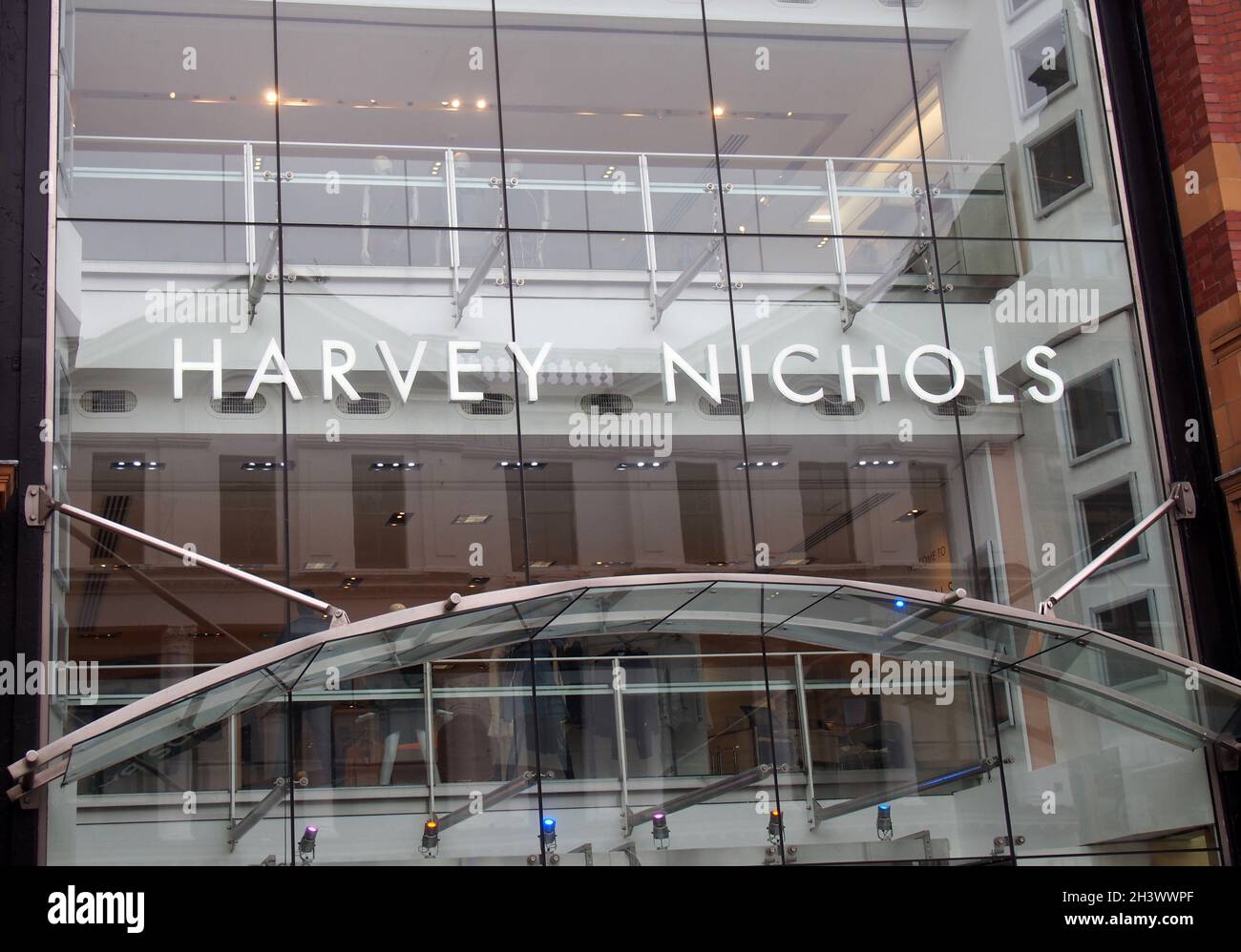 Sign and windows above the front entrance of harvey nichols department ...
