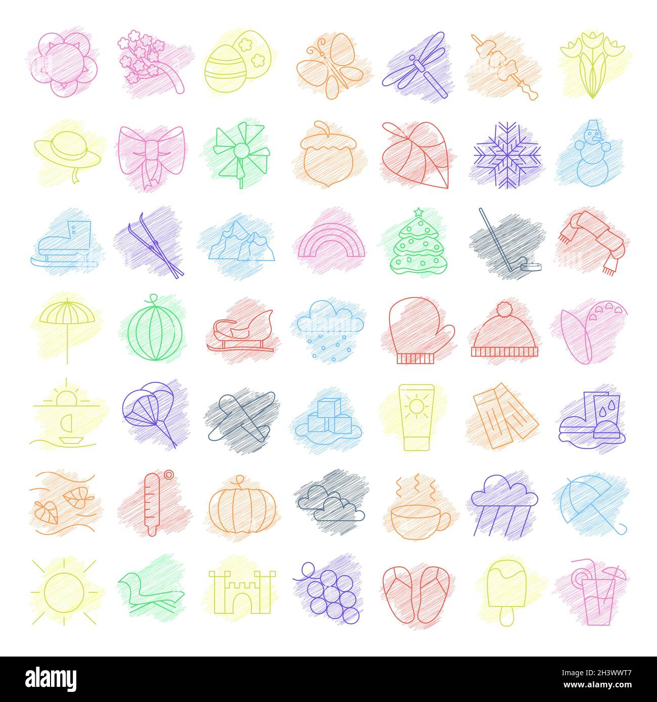 Collection of multicolored abstract icons on various topics - Vector ...