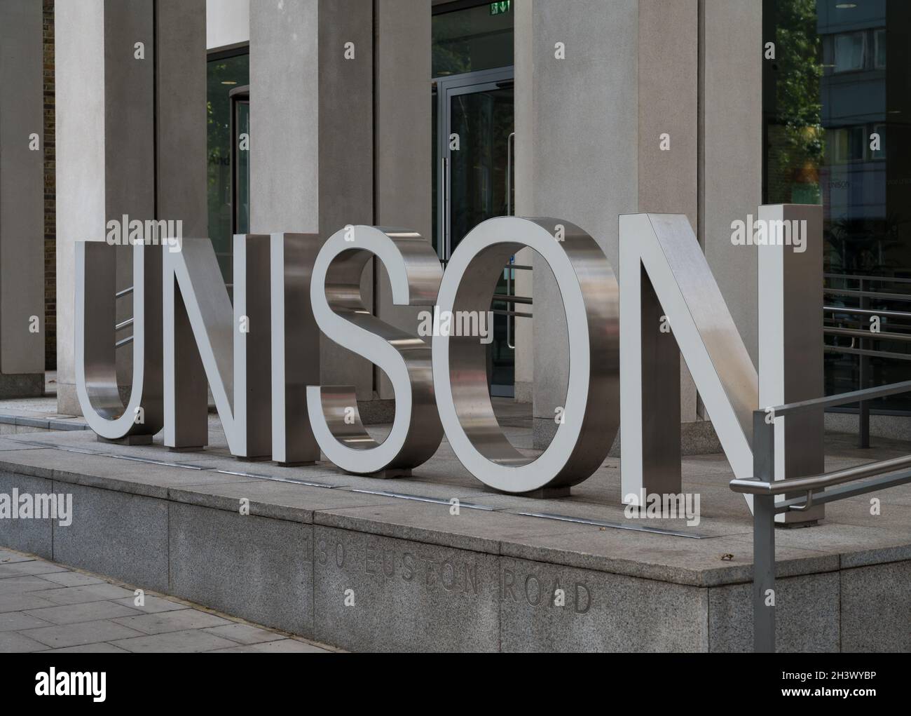 UNISON logo outside the London offices of UNISON labour trade union ...