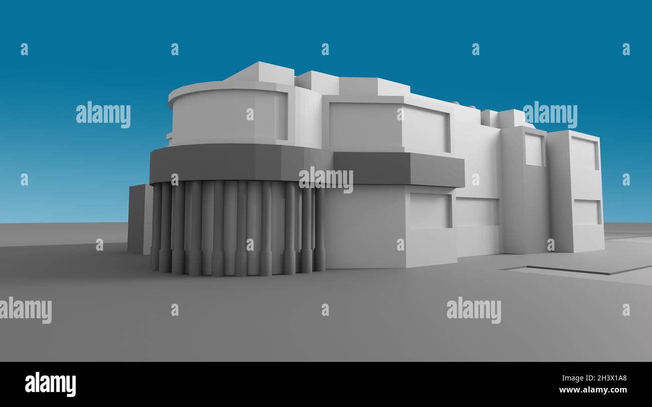 Modern house abstract rendering Stock Photo - Alamy