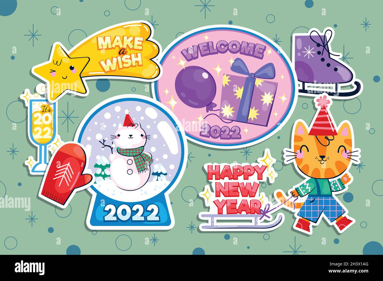 flat new year 2022 label collection vector design illustration Stock ...