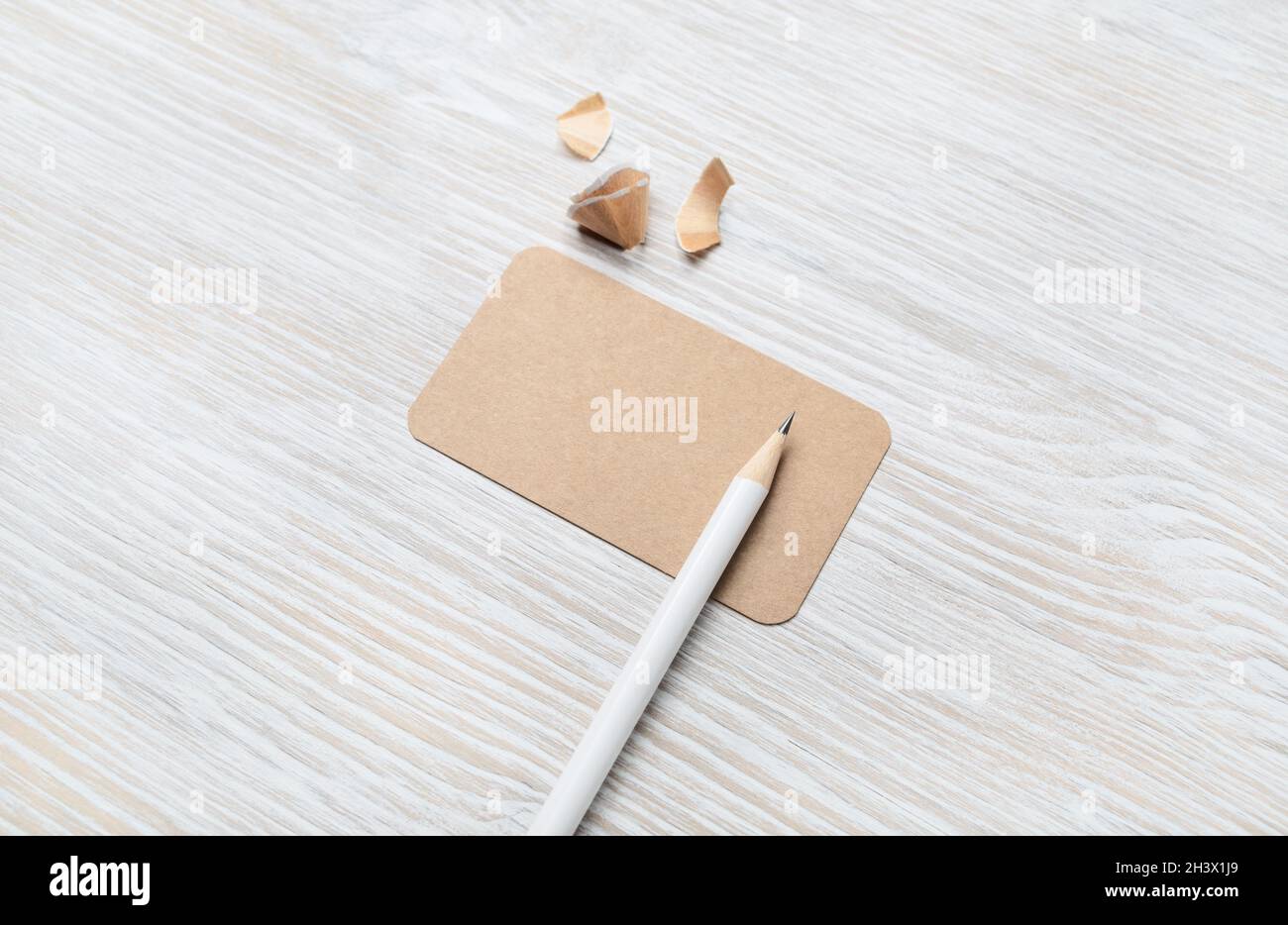 Kraft business card, pencil Stock Photo - Alamy