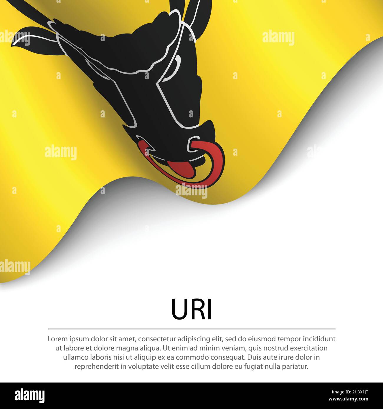 Waving flag of Uri is a canton of Switzerland on white background ...