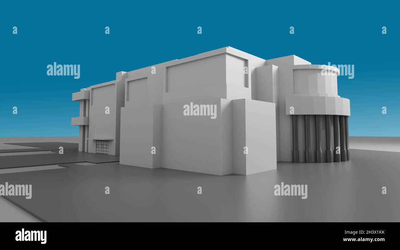 Modern house abstract rendering Stock Photo - Alamy