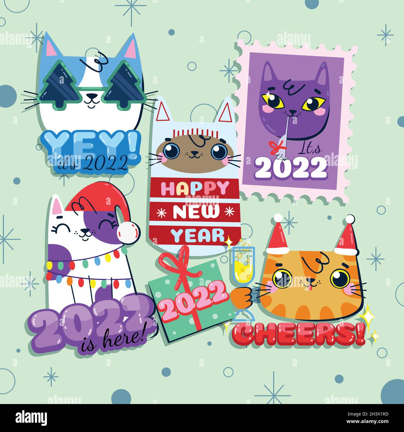 flat new year 2022 label collection vector design illustration Stock ...