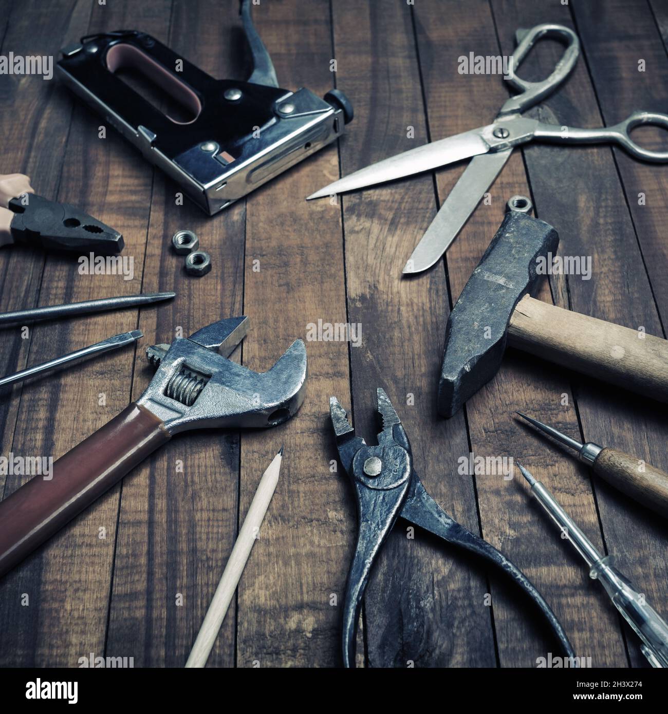 Old used tools hi-res stock photography and images - Alamy