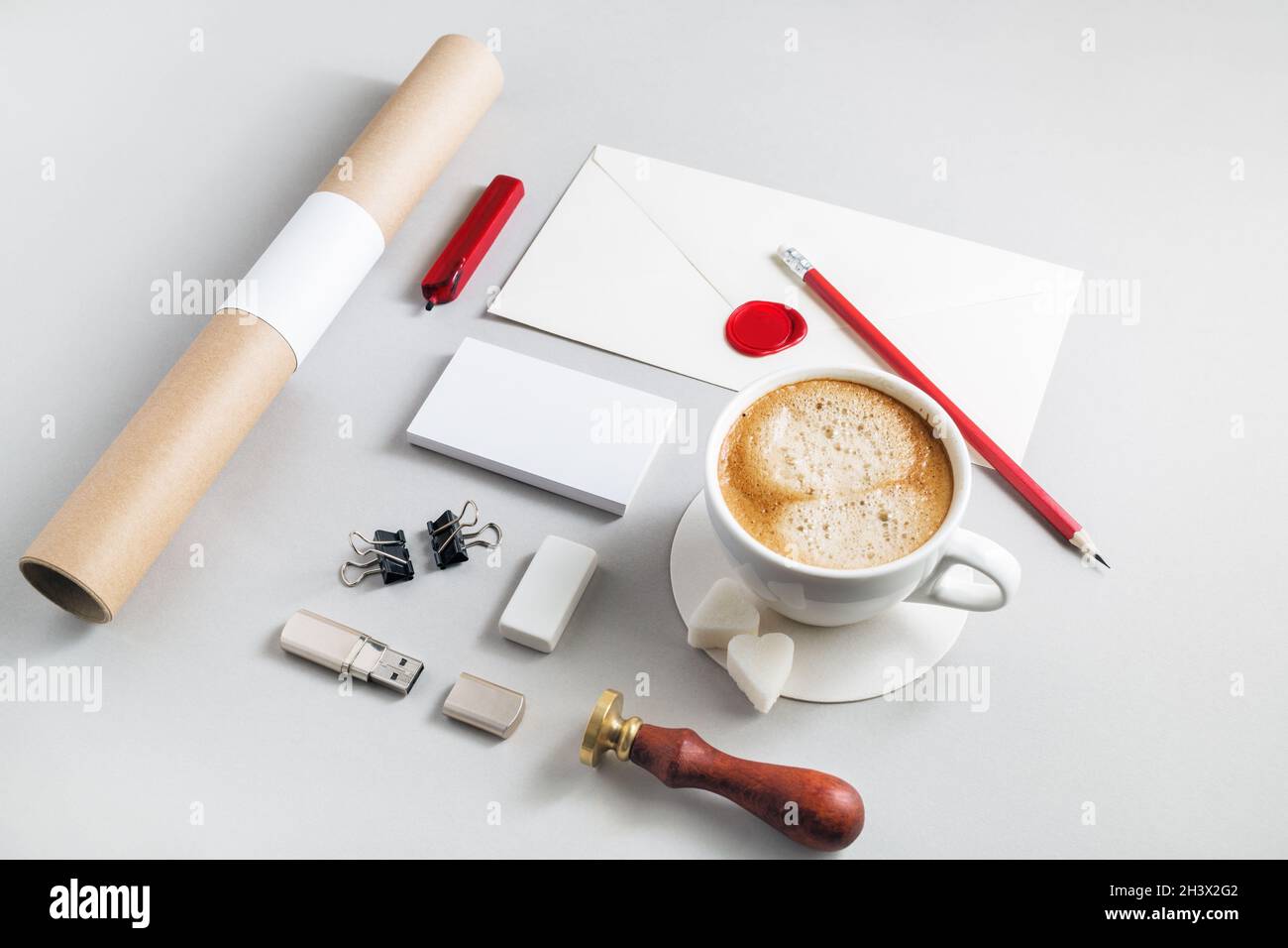 Retro stationery set Stock Photo - Alamy
