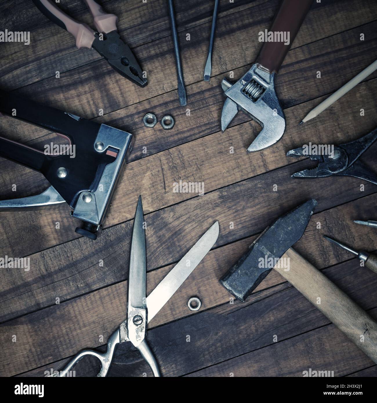Vintage work tools Stock Photo - Alamy