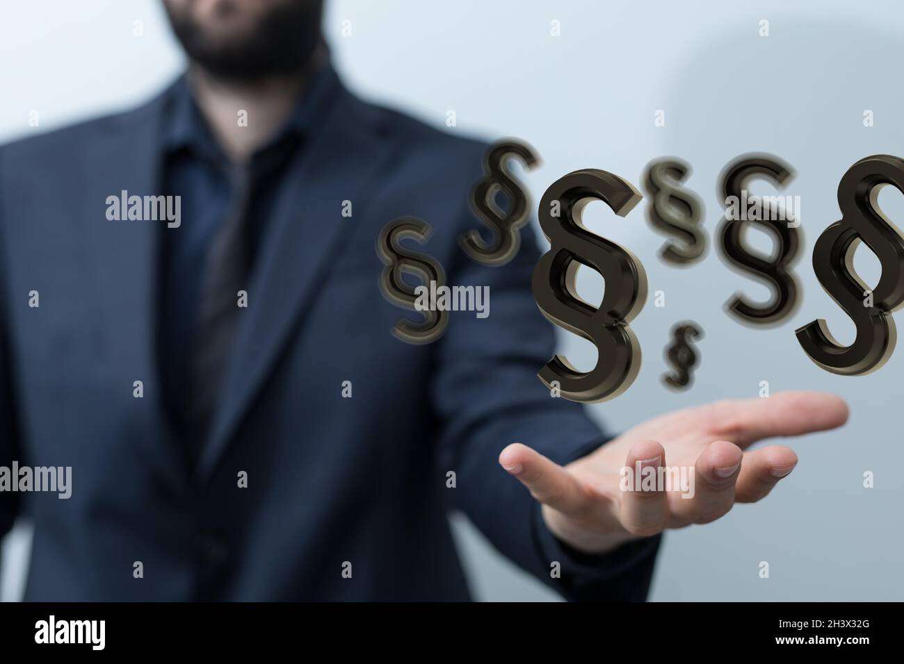 Closeup of 3D rendered paragraph section sign hovering in the human ...