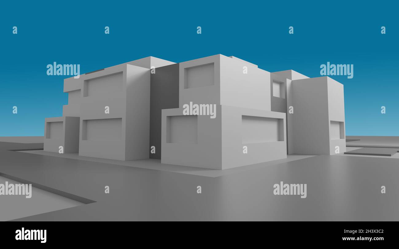 Modern house abstract rendering Stock Photo - Alamy