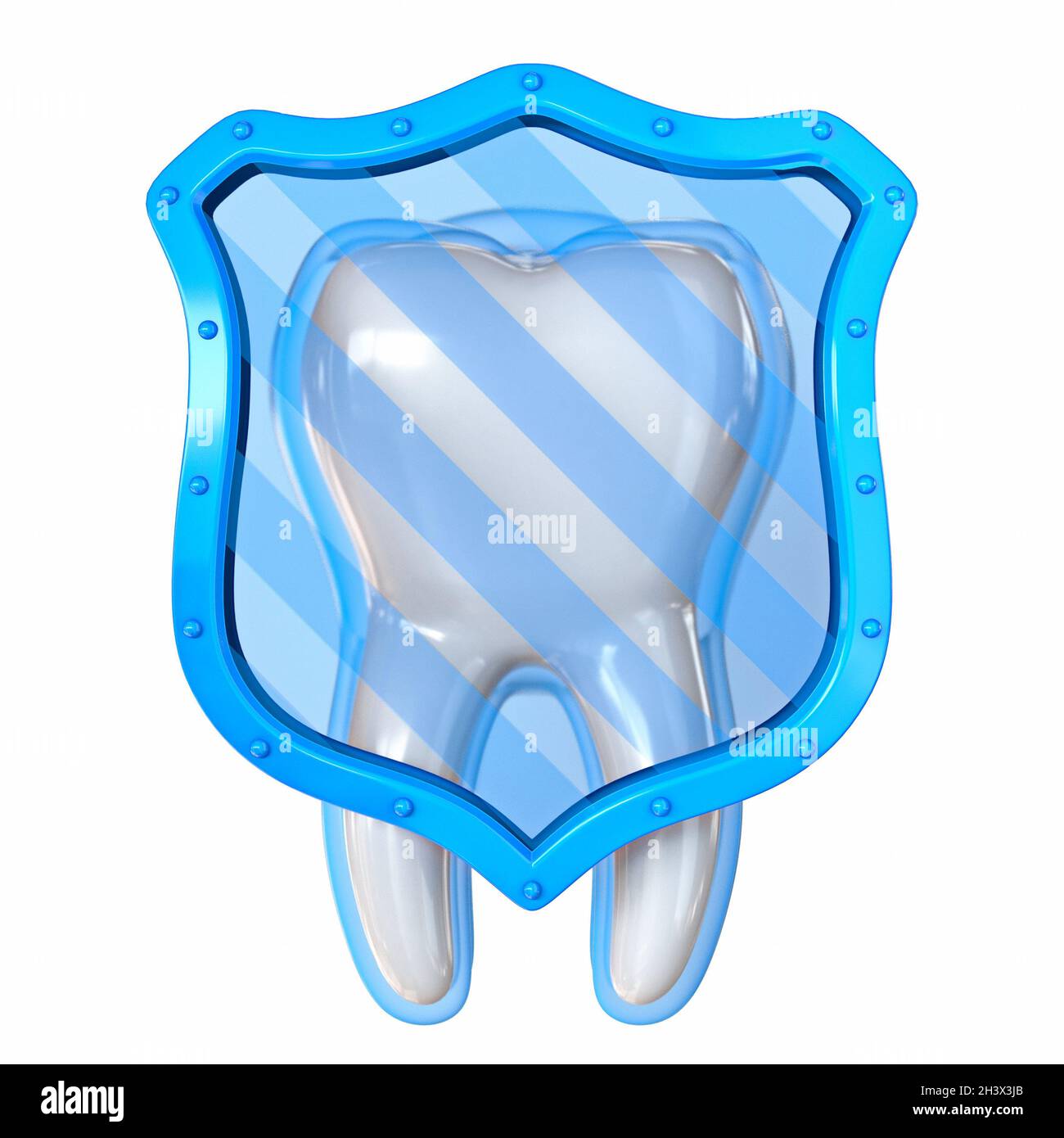 Tooth protection concept with blue shield 3D Stock Photo - Alamy