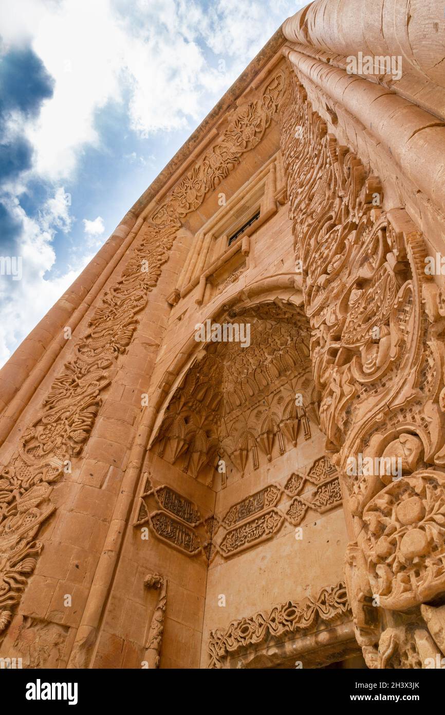 The inner door of Ishak Pasha Palace, made with stone carving, in ...