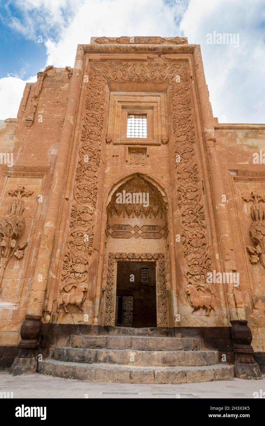 The inner door of Ishak Pasha Palace, made with stone carving, in ...