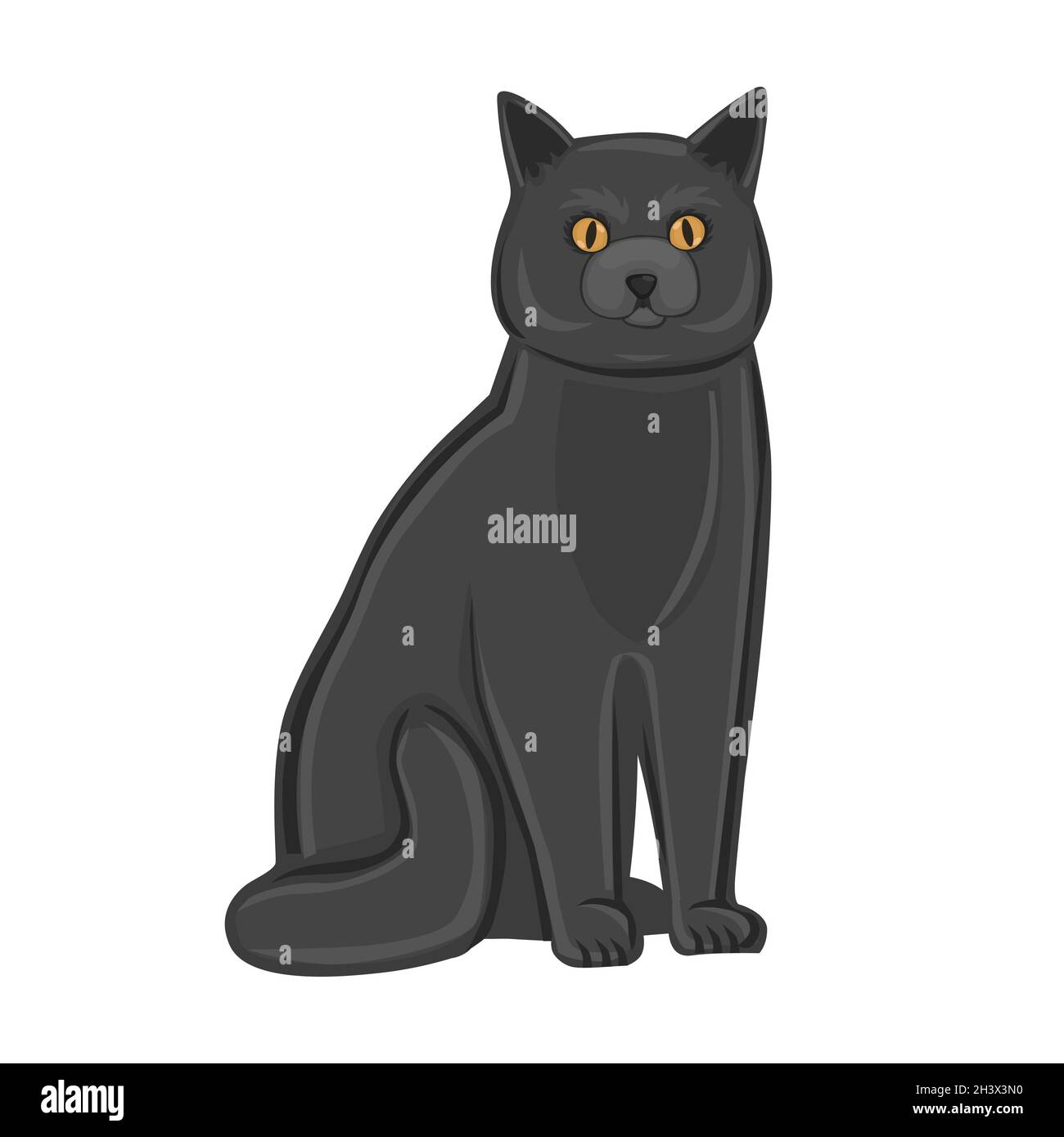 Realistic black cat on a white background - Vector Stock Photo - Alamy