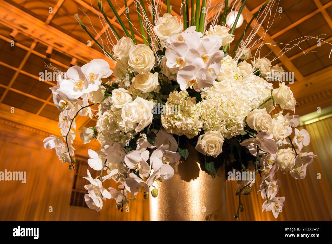 Flower arrangement on display at an event Stock Photo - Alamy