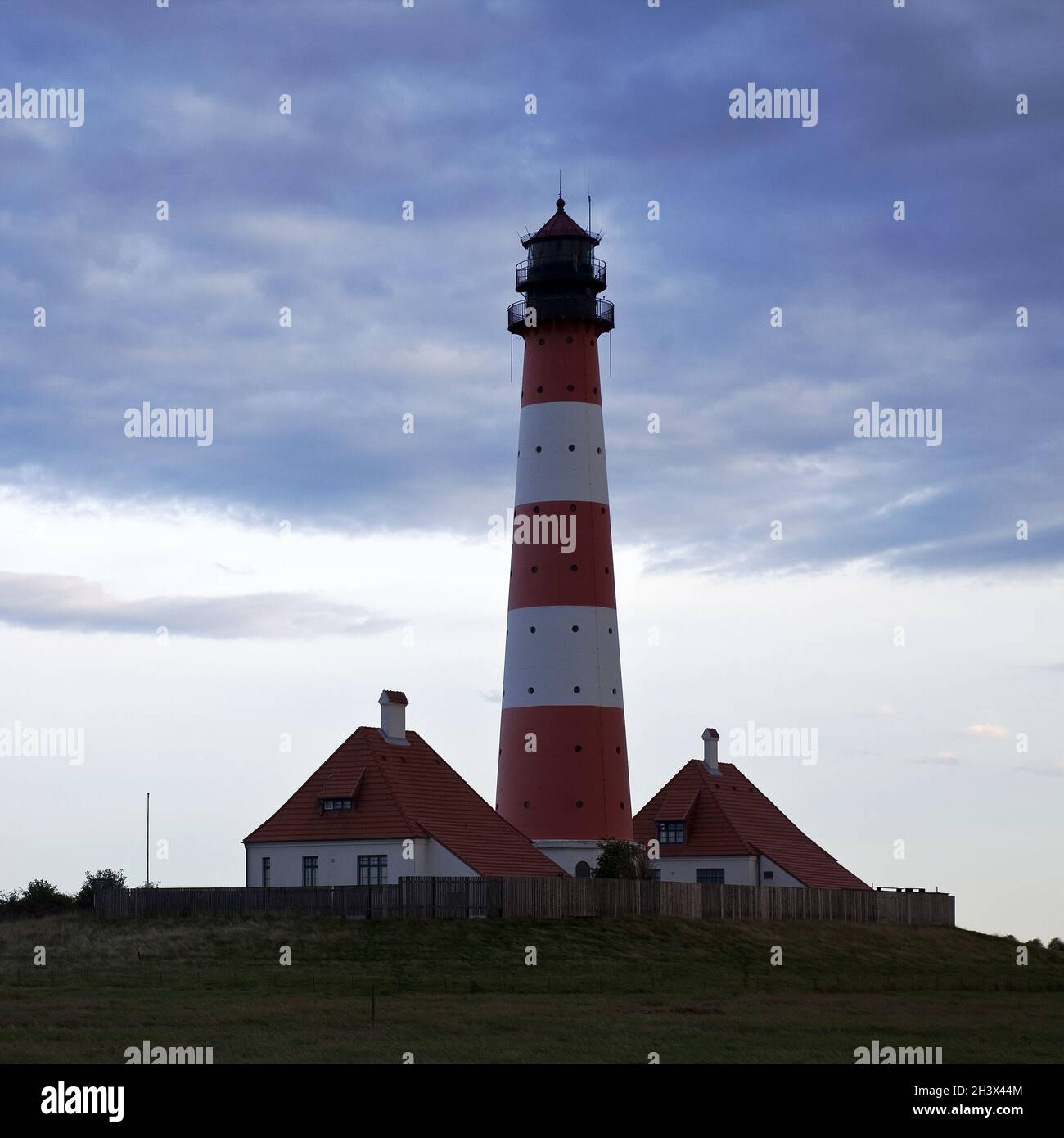 Westerhever lighthouse, Wadden Sea National Park, North Sea, North ...