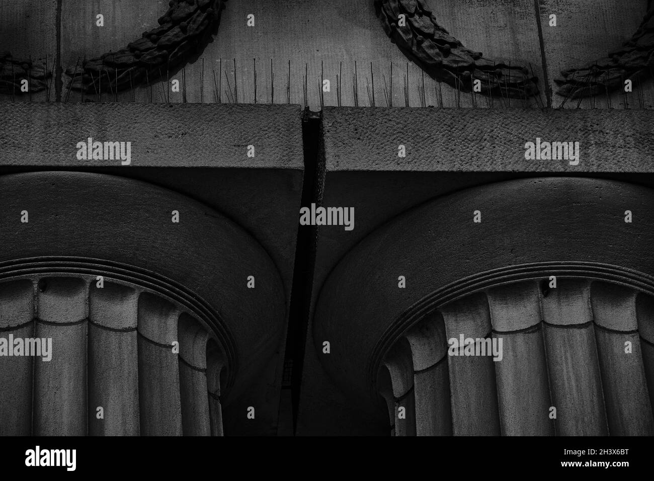 Black and white close up of architectural element resulting in abstract ...