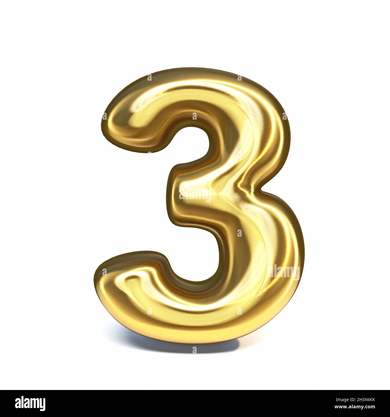 Golden font Number 3 THREE 3D Stock Photo - Alamy