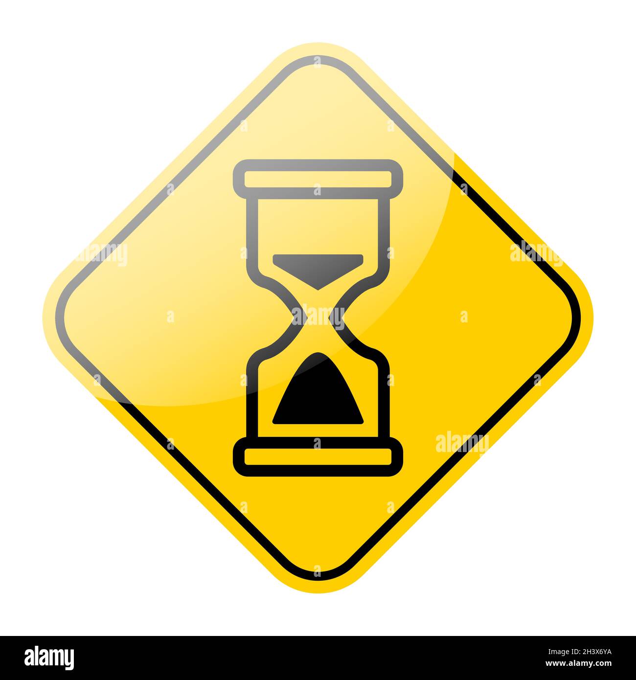 Hourglass icon on yellow street sign frame. Countdown loading symbol. Vector illustration Stock ...