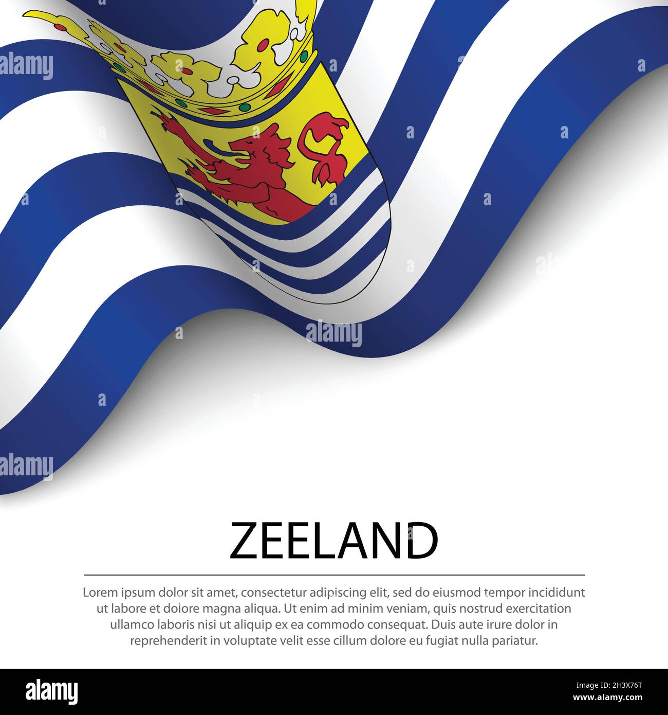 Waving flag of Zeeland is a province of Netherlands on white background ...