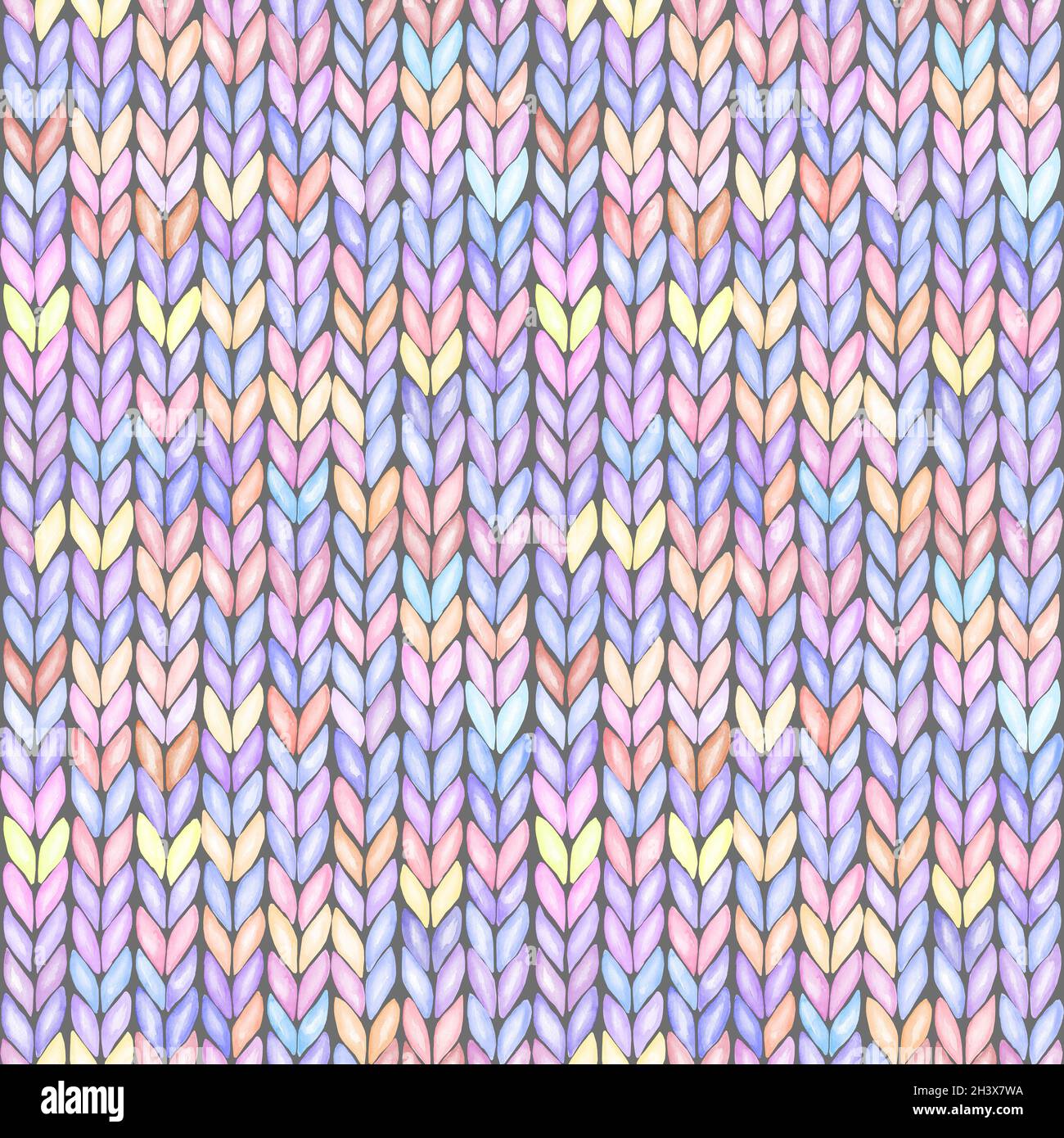 Multicolor realistic knitted seamless pattern. Watercolor hand paint ...