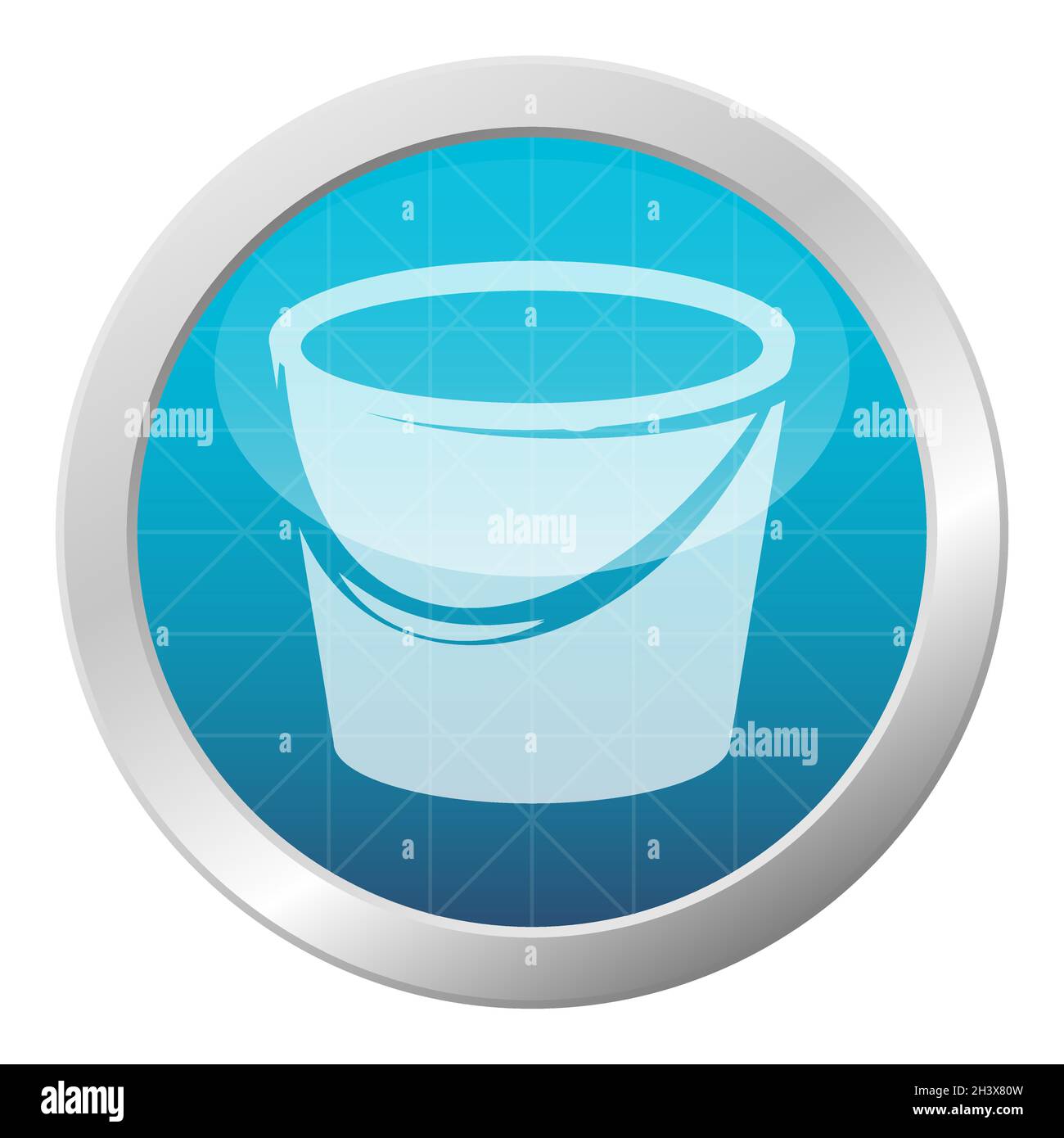 Bucket icon housekeeping cleaning tool on a light blue shiny circle ...
