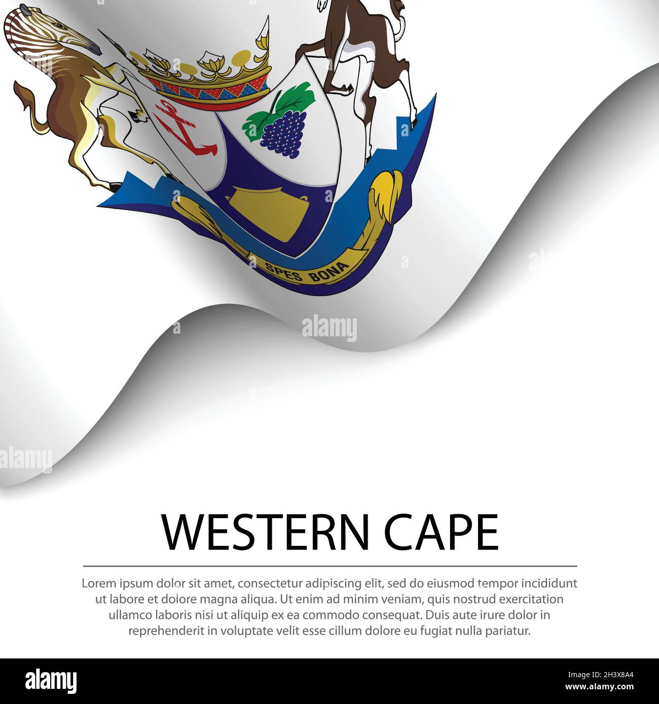 Waving flag of Western Cape is a Province of South Africa on white ...
