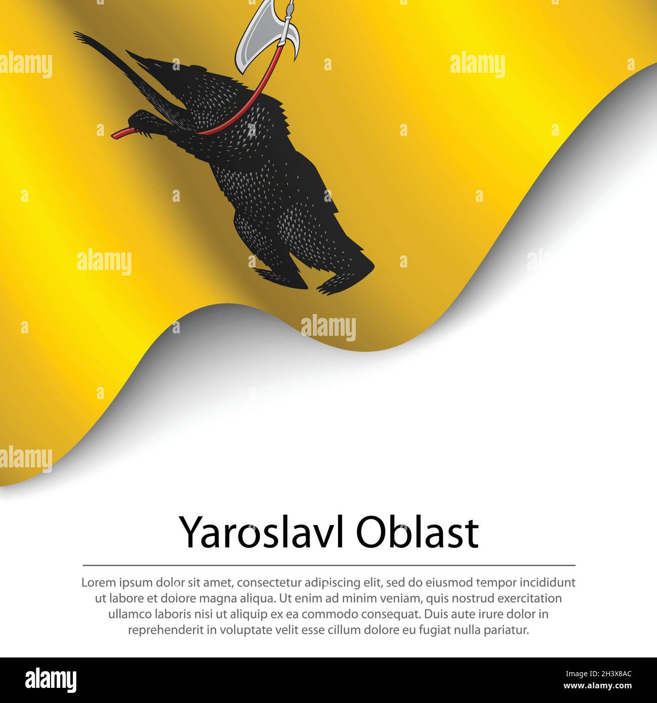 Waving flag of Yaroslavl Oblast is a region of Russia on white ...