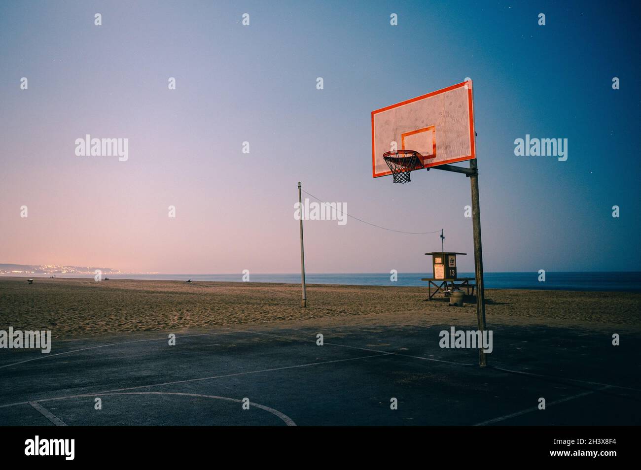 Empty basketball court near the beach, during a quiet sunset Stock ...
