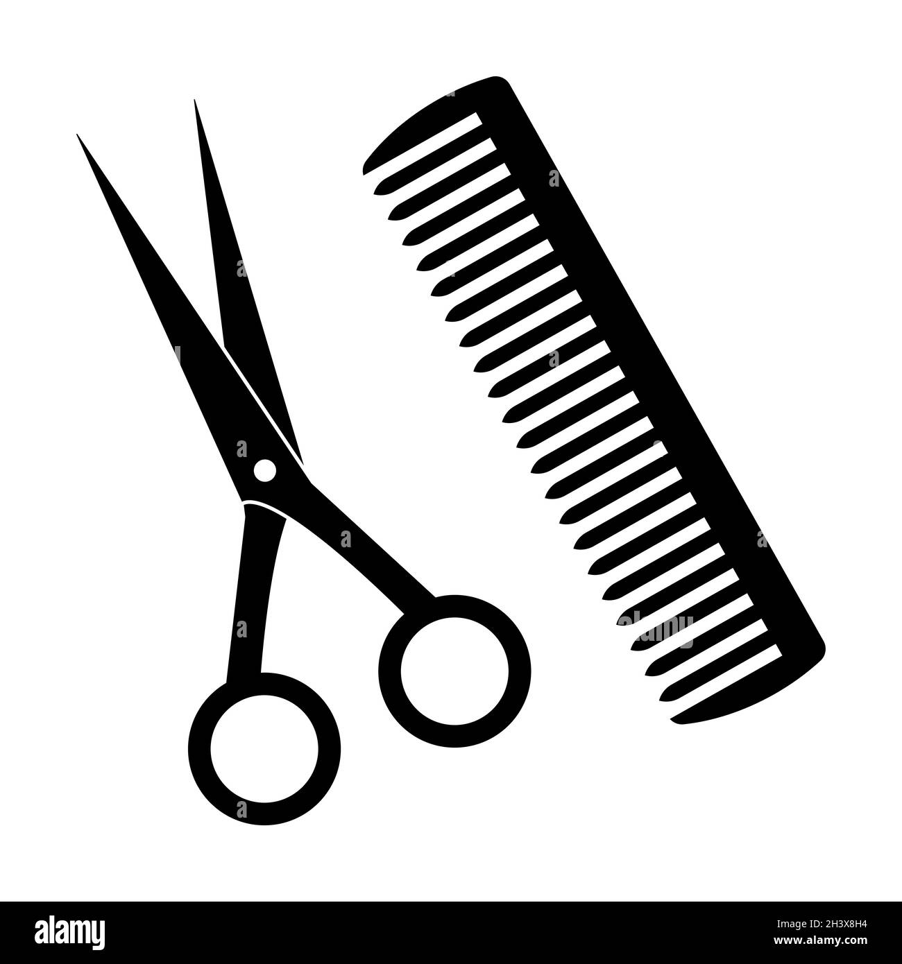 Scissors and comb icon. Barber shop hairstyling equipment symbol ...