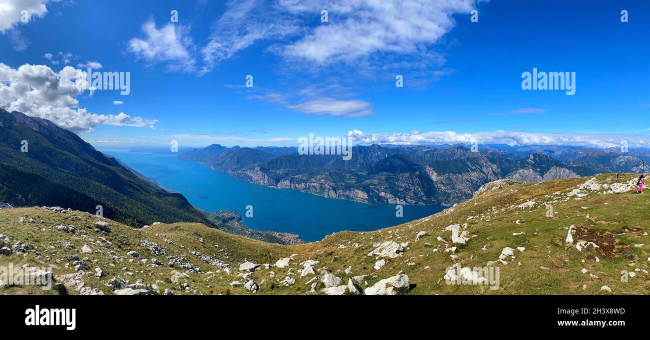 Panoramic view from Mount Baldo looking west to Lake Garda. Northern ...