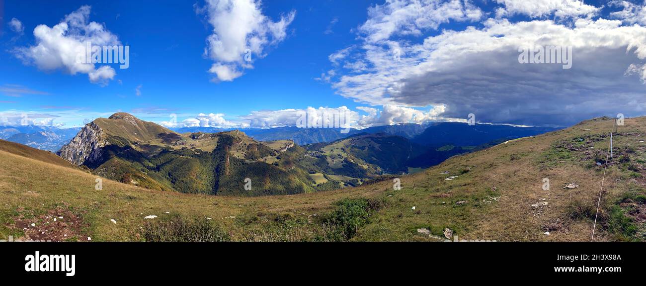 Panorama of Mount Baldo viewed from the west. Italian Alps. Europe ...