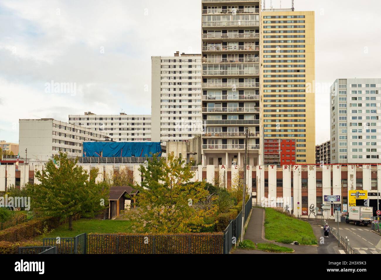 Paris, France - November 5th 2019: Big housing blocks and skyscrapers ...