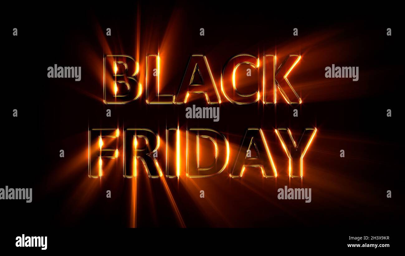 bright lighting text for black friday, isolated - object 3D rendering ...