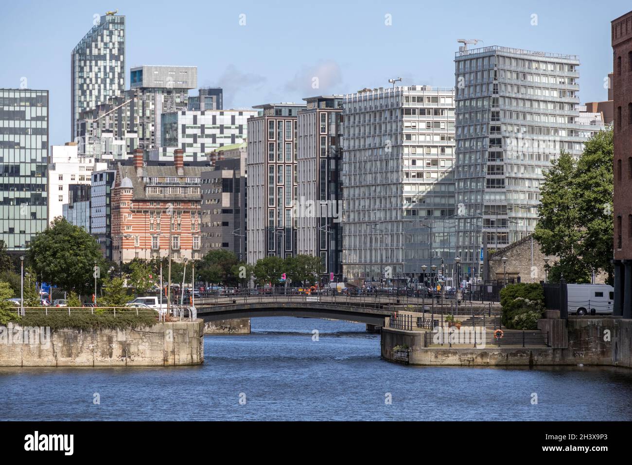 LIVERPOOL, UK - JULY 14 : View of buildings from Wapping Dock ...