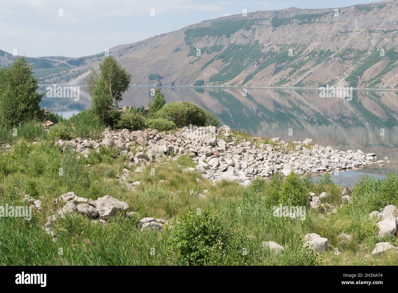 Lake Nemrut in crater of the Nemrut Volcano in eastern Turkey, close to ...