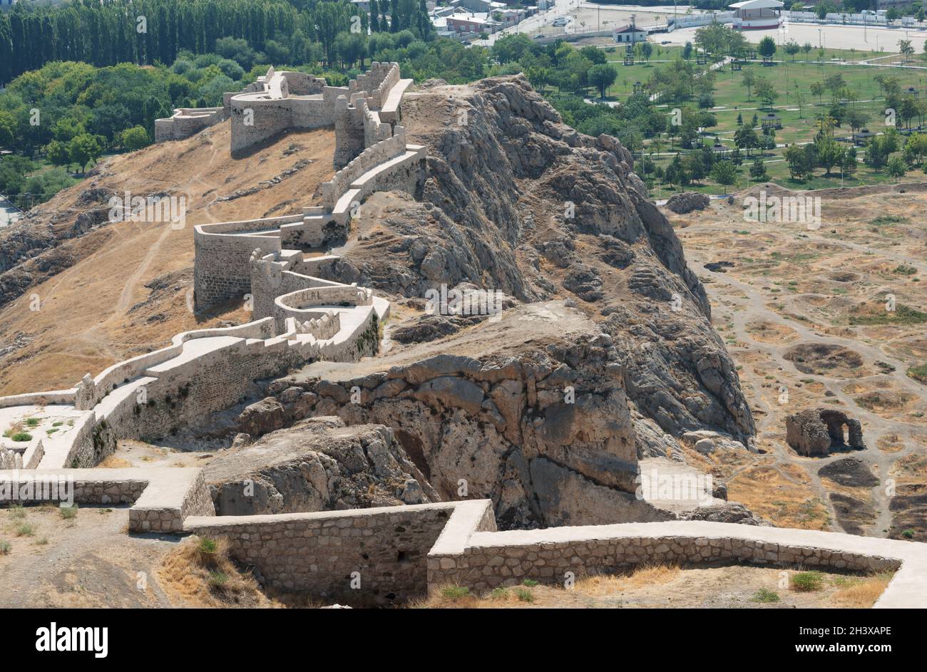 Eastern part of Van fortress, Van city, Eastern Anatolia, Turkey Stock ...