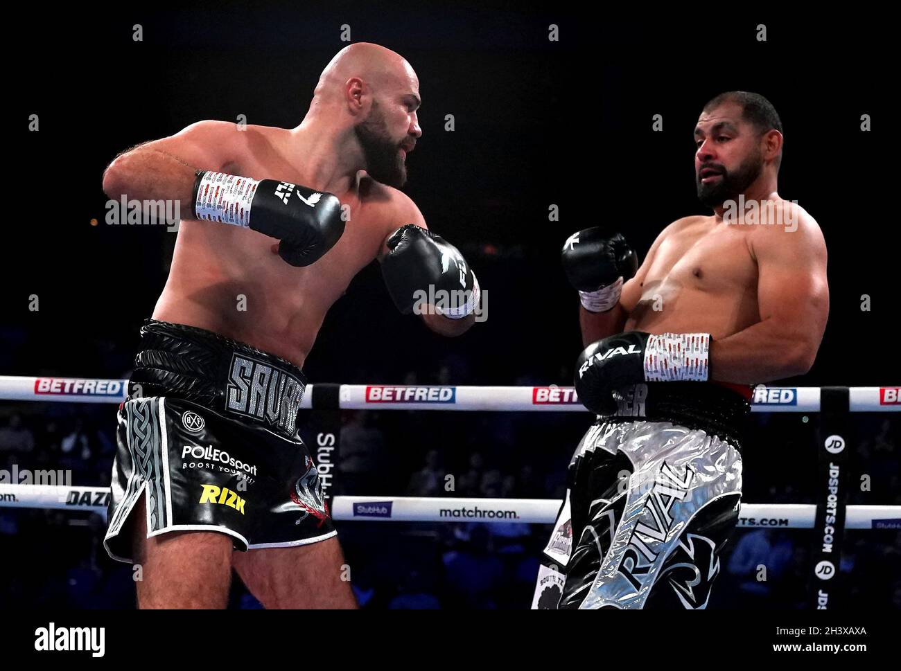 Alen Babic (left) and Eric Molina in action during the International ...