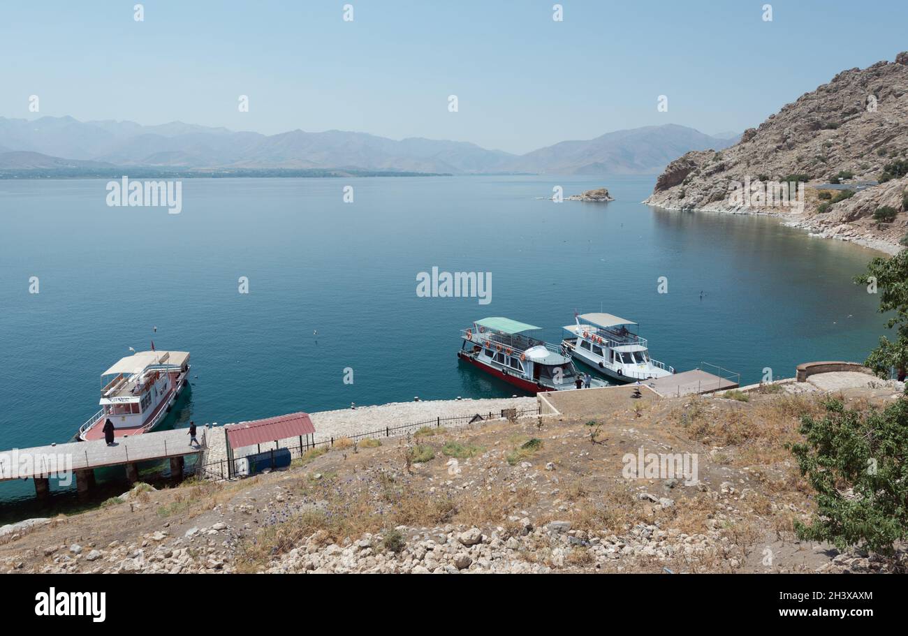 Dock at Akdamar Island in Lake Van, Turkey Stock Photo - Alamy