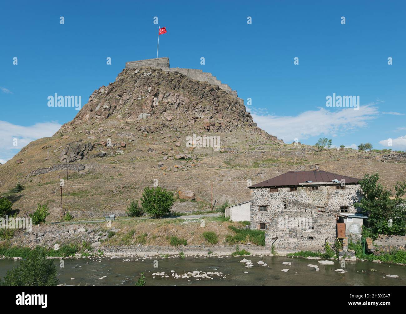 Kars city in northeastern Turkey: the Kars fortress and the Kars river ...