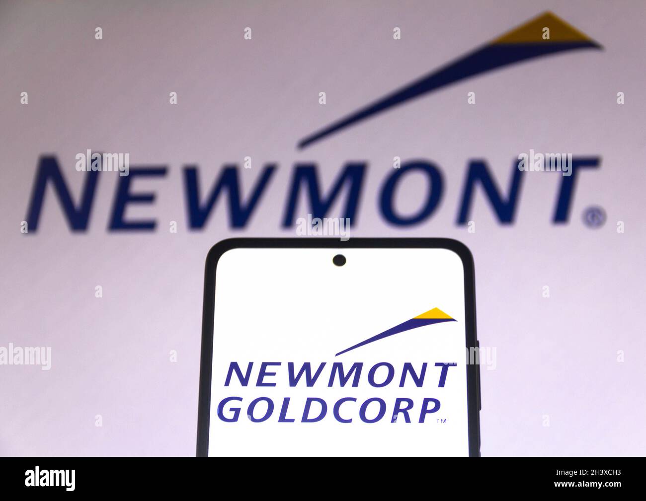 In this photo illustration the Newmont Mining Corporation logo seen ...