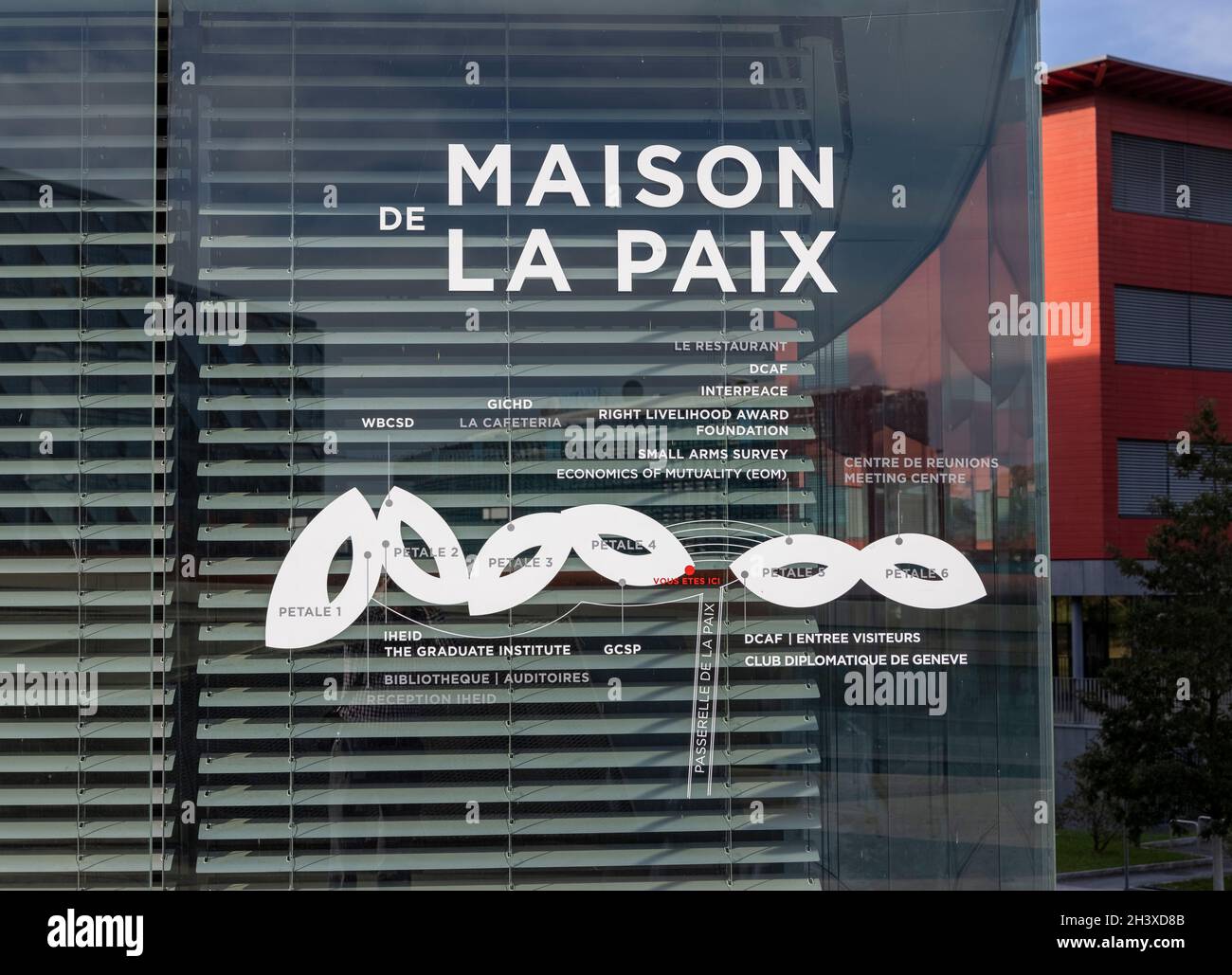 sign with plan of the Maison de la paix (literally: House of Peace), Graduate Institute of ...